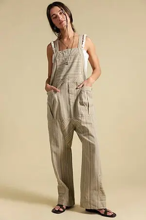 Free People Iconic Harem Yarn Dye Overalls