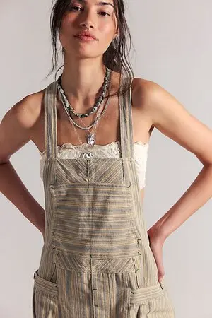 Free People Iconic Harem Yarn Dye Overalls