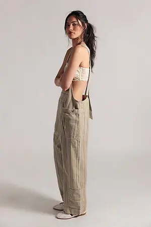 Free People Iconic Harem Yarn Dye Overalls