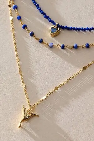 SATYA JEWELRY Fp X Satya Gold Plated Semiprecious Stone Layer Necklace - Blue