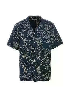FORET Floral-embroidery Shirt - Blue