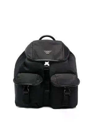 Emporio Armani Logo-plaque Backpack - Black
