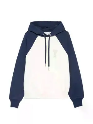 AMI Paris Heart Logo Hooded Sweatshirt - Neutrals