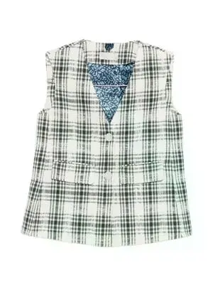 IMROSKA Check-pattern Buttoned Gilet - Neutrals