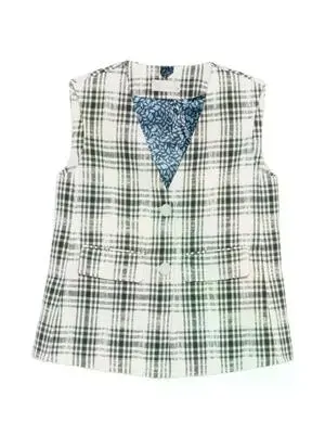 IMROSKA Check-pattern Buttoned Gilet - Neutrals