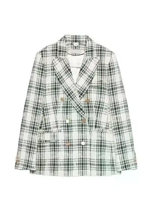 IMROSKA Double-breasted Plaid-pattern Jacket - Neutrals