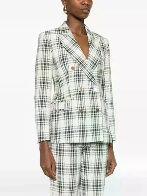 IMROSKA Double-breasted Plaid-pattern Jacket