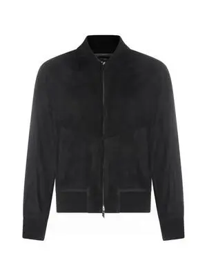 SALVATORE SANTORO Zip-up Suede Jacket - Black