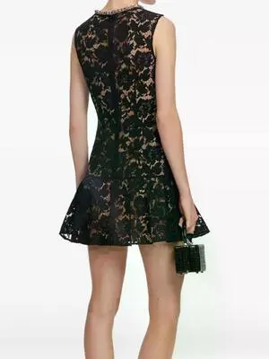 SELF-PORTRAIT Crystal-embellished Lace Mini Dress - Black