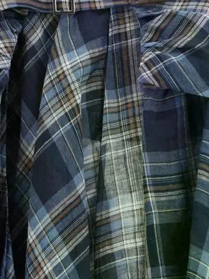 MARBELL Asymmetric-hem Plaid Skirt