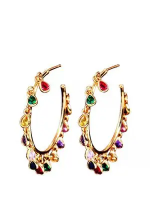 HZMER JEWELLERY Satrangi Bali Teardrop Hoop Earrings