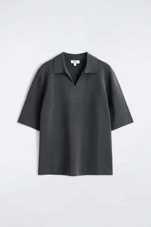 Cos Milano-knit Cotton Polo Shirt - Dark Grey