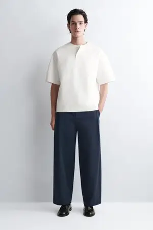 Cos Oversized Cotton-jersey Henley T-shirt