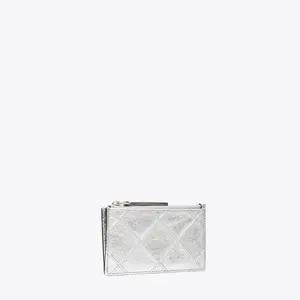 Tory Burch Fleming Metallic Zip Card Case