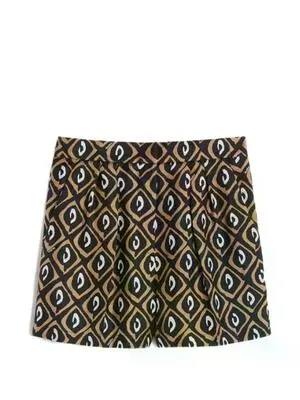Max Mara Geometric Print Pleated Shorts