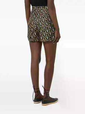 Max Mara Geometric Print Pleated Shorts