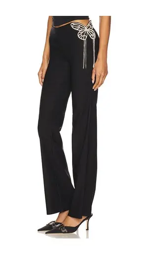 I.AM.GIA Embellished Butterfly Wide Leg Crepe Pants