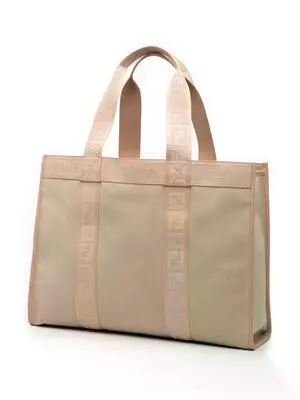 Fendi Zucca Trimmed Canvas Tote Bag