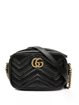 Gucci Mini Gg Marmont Matelasse Leather Crossbody Bag - Black