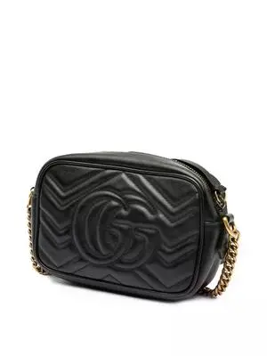 Gucci Mini Gg Marmont Matelasse Leather Crossbody Bag - Black
