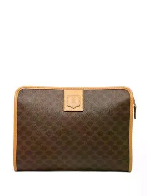 Celine 2011 Macadam Coated Canvas Clutch Bag - Brown