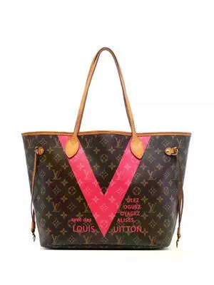 LOUIS VUITTON 2015 Monogram V Neverfull Mm Tote Bag - Brown