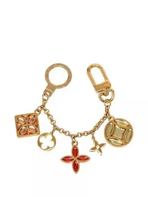 LOUIS VUITTON 2012 Plated Monogram Ice Flower Bag Charm Key Chain - Gold