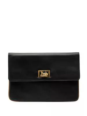 Celine 2006 Leather Carriage Clutch Bag - Black