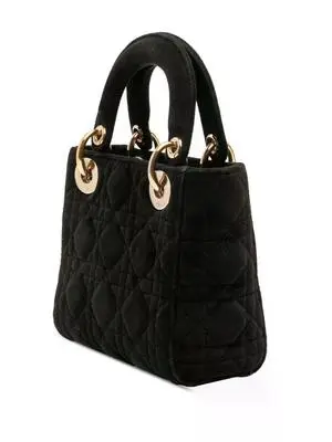 Dior 2019 Mini Velvet Cannage Lady Satchel - Black
