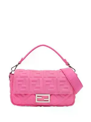 Fendi 2000-2010 Embossed Lycra Baguette Satchel - Pink