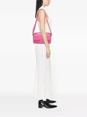 Fendi 2000-2010 Embossed Lycra Baguette Satchel - Pink