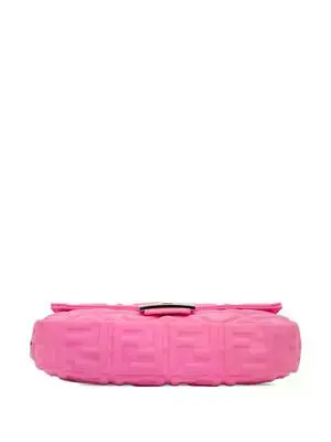 Fendi 2000-2010 Embossed Lycra Baguette Satchel - Pink