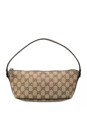Gucci 2000-2015 Gg Canvas Web Boat Shoulder Bag - Brown