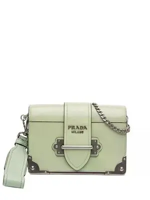 Prada Spazzolato Soft Calfskin Cahier Crossbody Bag - Green