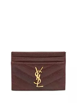 Saint Laurent 2023 Grain De Poudre Monogram Cassandre Case Card Holder - Red