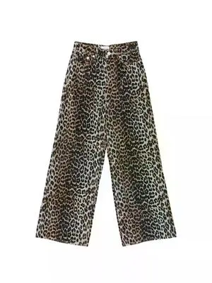 GANNI Leopard-print Trousers - Brown