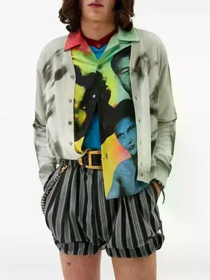 Versace Printed Silk Twill Slim Shirt - Blue