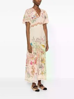 Etro Floral Print V-neck Dress - Pink