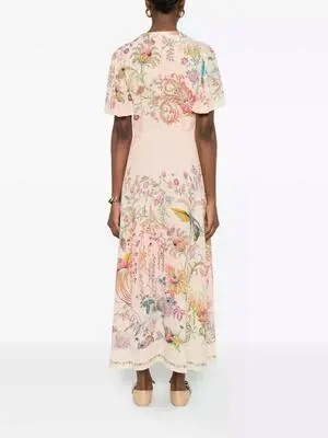 Etro Floral Print V-neck Dress - Pink