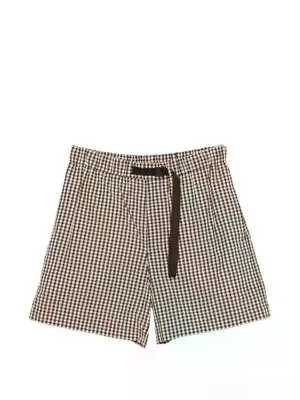 Moncler Checked Belt Shorts - Brown