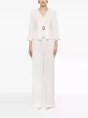 NISSA High-waisted Crepe Trousers - White