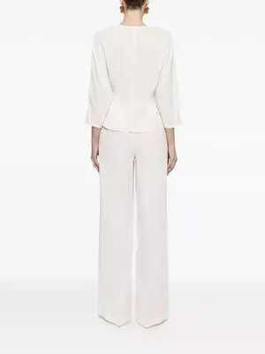 NISSA High-waisted Crepe Trousers - White