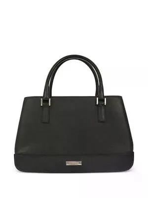 Burberry 1990s Leather Tote Handbag - Black