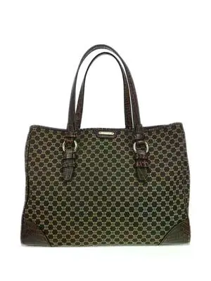 Celine 1990s Croc-embossed Macadam Tote Bag - Brown