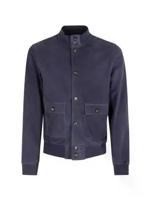 STEWART Buttoned Suede Jacket - Blue