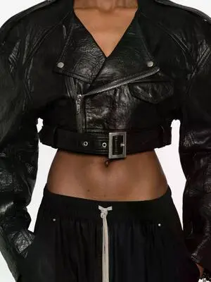 Rick Owens Micro Biker Belted Jacket - Black