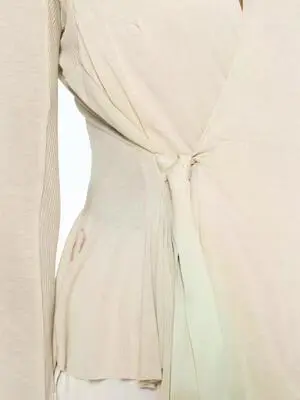 Rick Owens V-neck Cardigan With Ribbon Detail - Neutrals