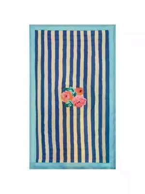 LISA CORTI Striped Reversible Blanket - Blue