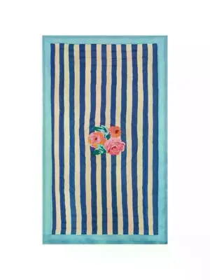 LISA CORTI Striped Reversible Blanket - Blue
