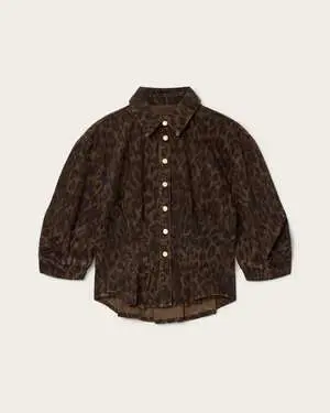 ALLSAINTS Nancy Leopard Print Denim Shirt